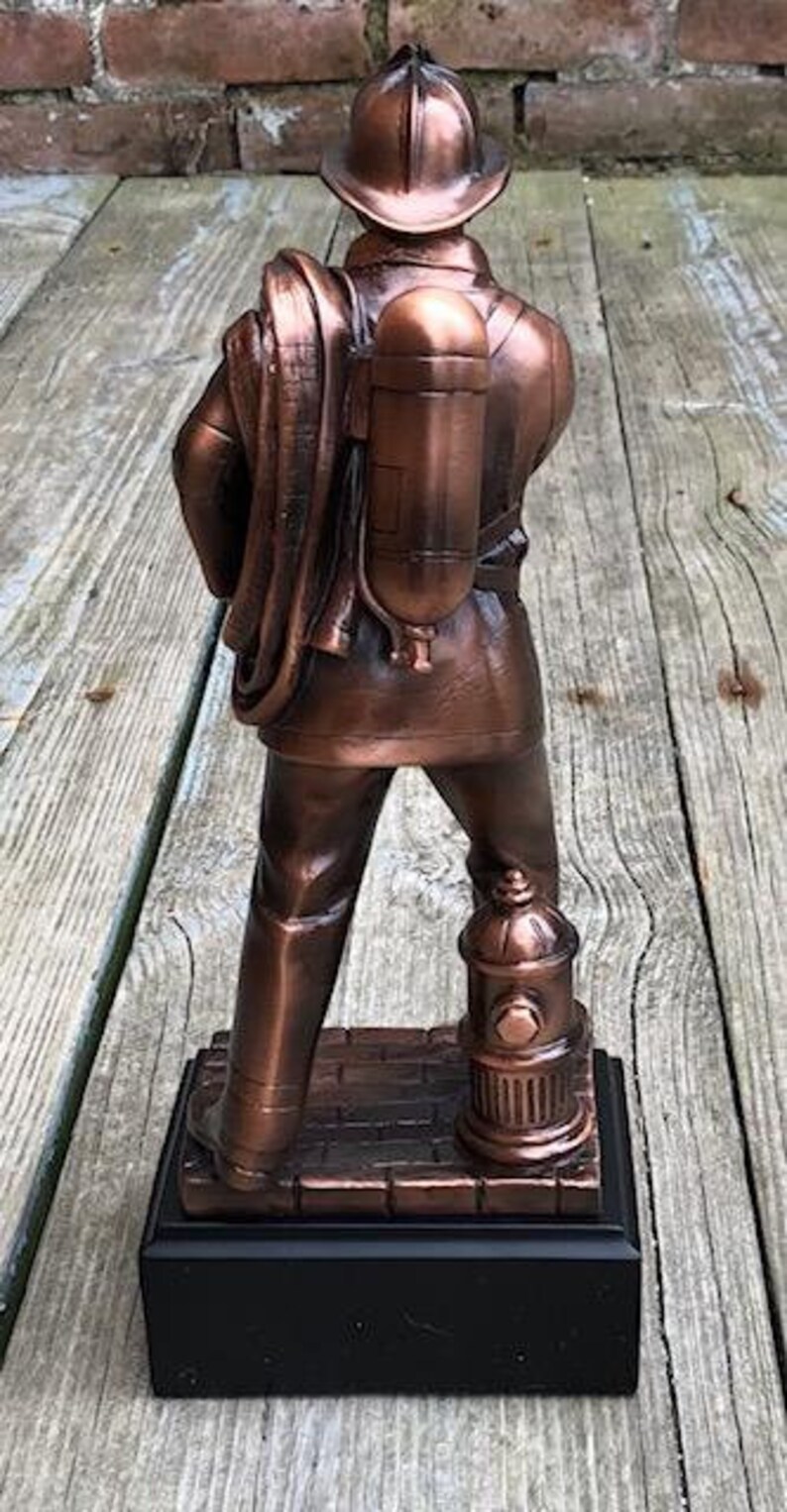 Fire Fighter Award Simulated Bronze Fireman Statue Emergency - Etsy