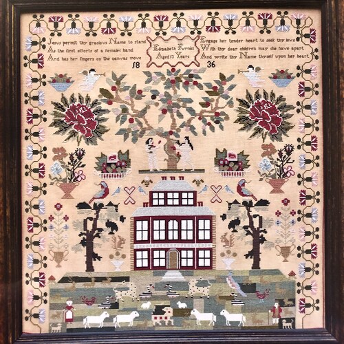 Elizabeth Furniss 1836 / Hands Across the Sea Samplers / Cross | Etsy