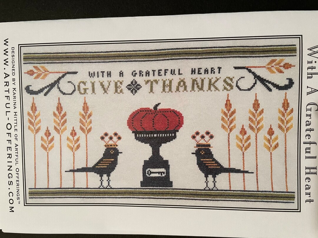 WITH a GRATEFUL HEART / Artful Offerings / Cross Stitch Chart / Pattern ...