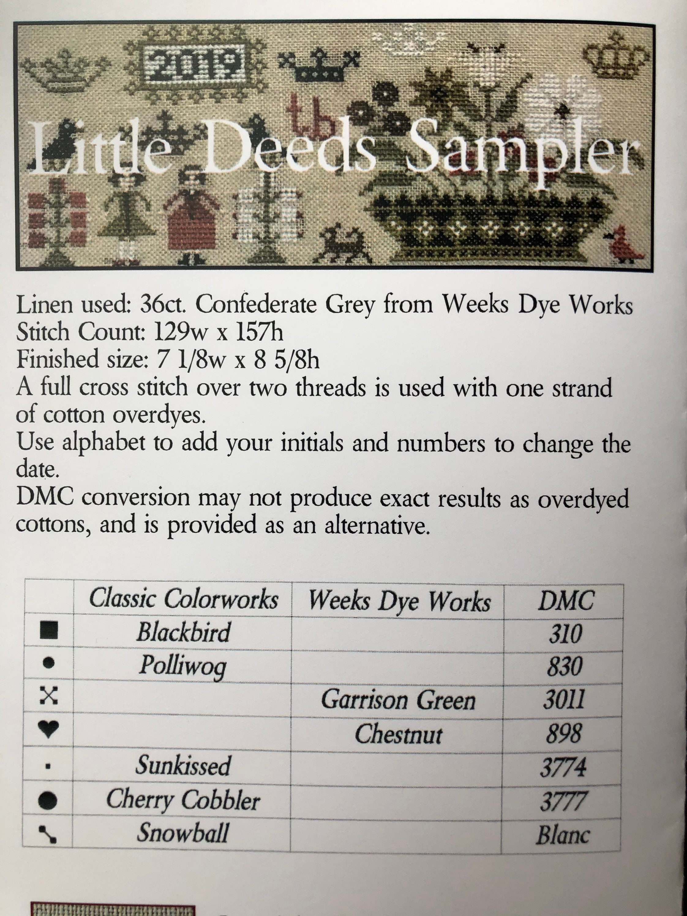 LITTLE DEEDS SAMPLER / the Scarlett House / Sampler / Cross Stitch - Etsy