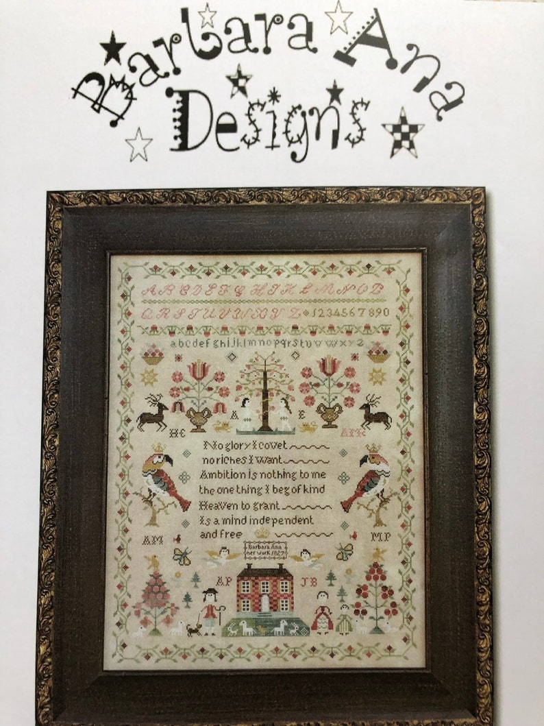 SNOOTY PARROT SAMPLER / Barbara Ana Designs / Stitch Chart / - Etsy