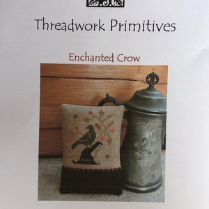 Enchanted Crow / Threadwork Primitives / Cross Stitch Chart / Counted Cross Stitch Pattern ...