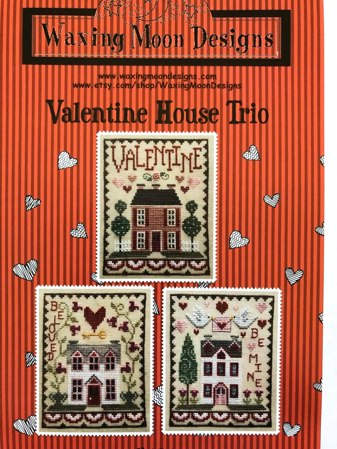 Waxing Moon Designs / VALENTINE House Trio/ Cross Stitch Chart - Etsy