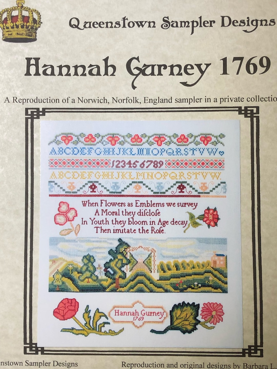 Hannah Gurney 1769 / Queenstown Sampler Designs / Cross Stitch Chart ...
