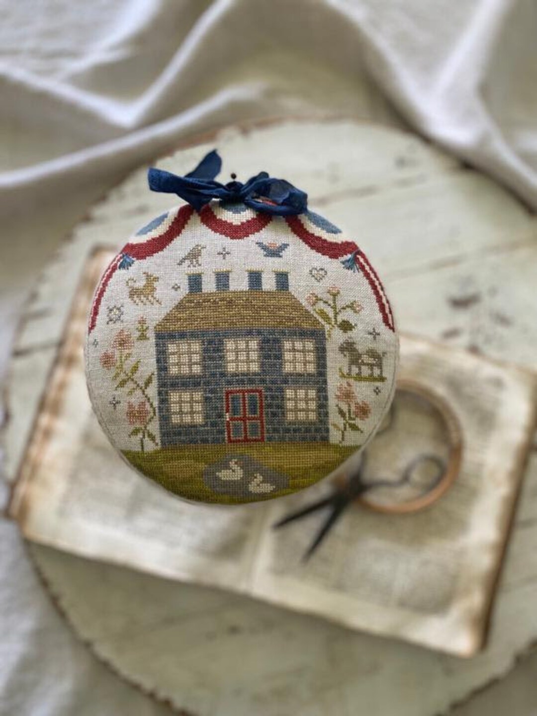 BIG BLUE HOUSE Pin Keep Drum / Stacy Nash Primitives / Cross Stitch Chart / Pattern Only - Etsy