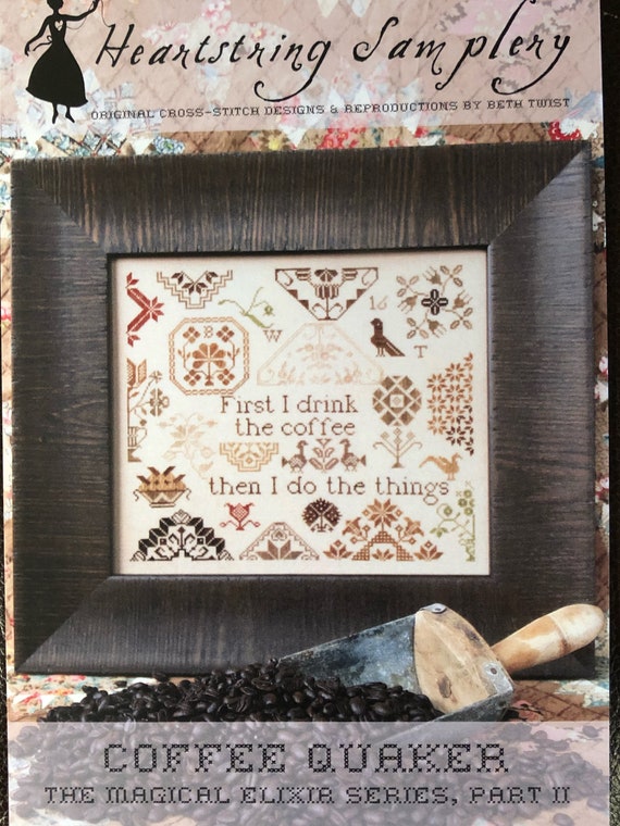 Sewing & Fiber Coffee Quaker Cross Stitch Chart by Heartstring Samplery ...