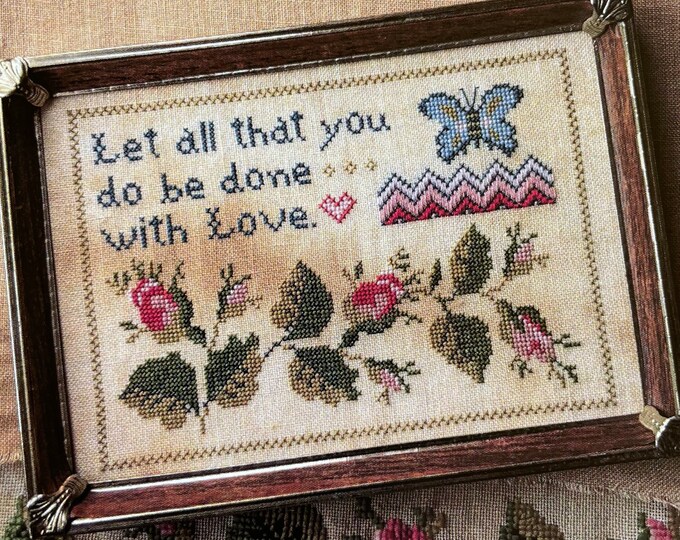 LET LOVE GROW Pinkeep / Stacy Nash Primitives / Cross Stitch Chart / Pattern Only - Etsy