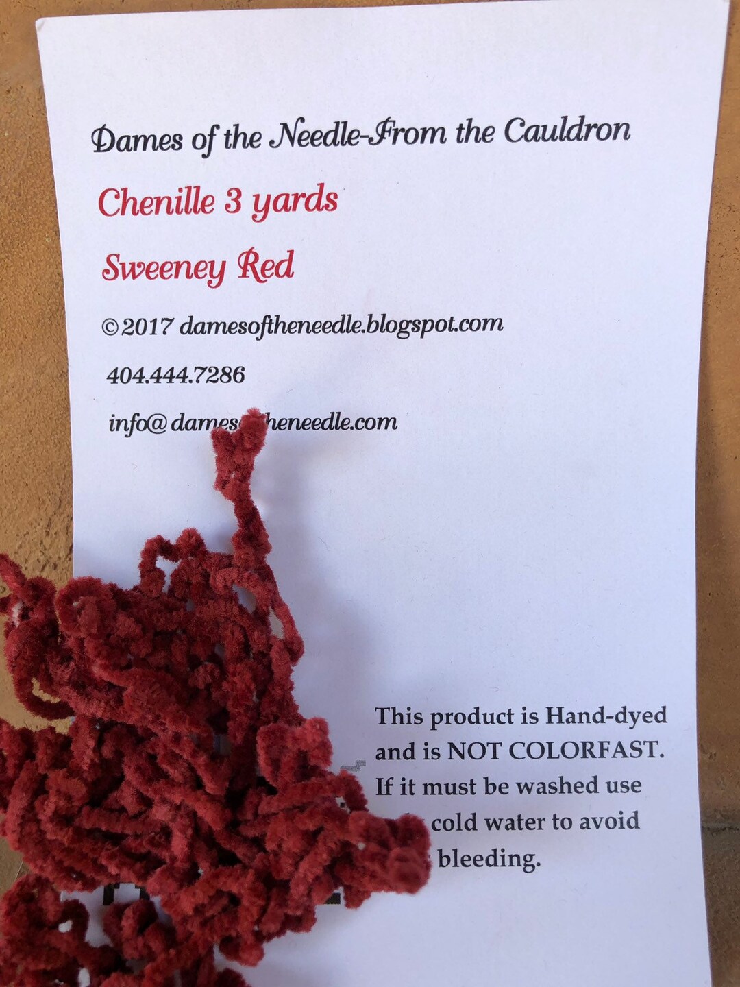 Sweeney Red Tiny Chenille / Dames of the Needle/ Embellishments / Finishing / Craft Project Trim ...