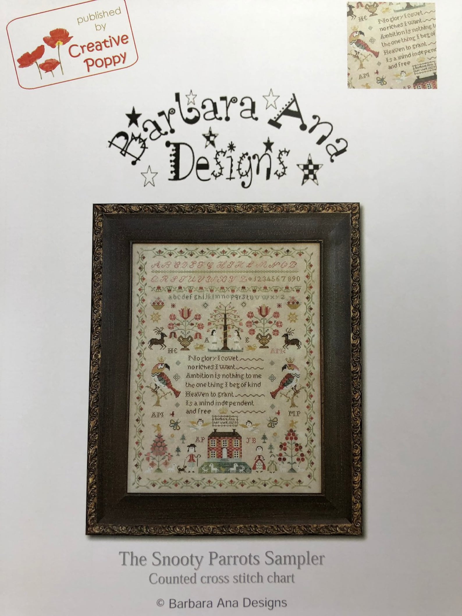 SNOOTY PARROT SAMPLER / Barbara Ana Designs / Stitch Chart / - Etsy