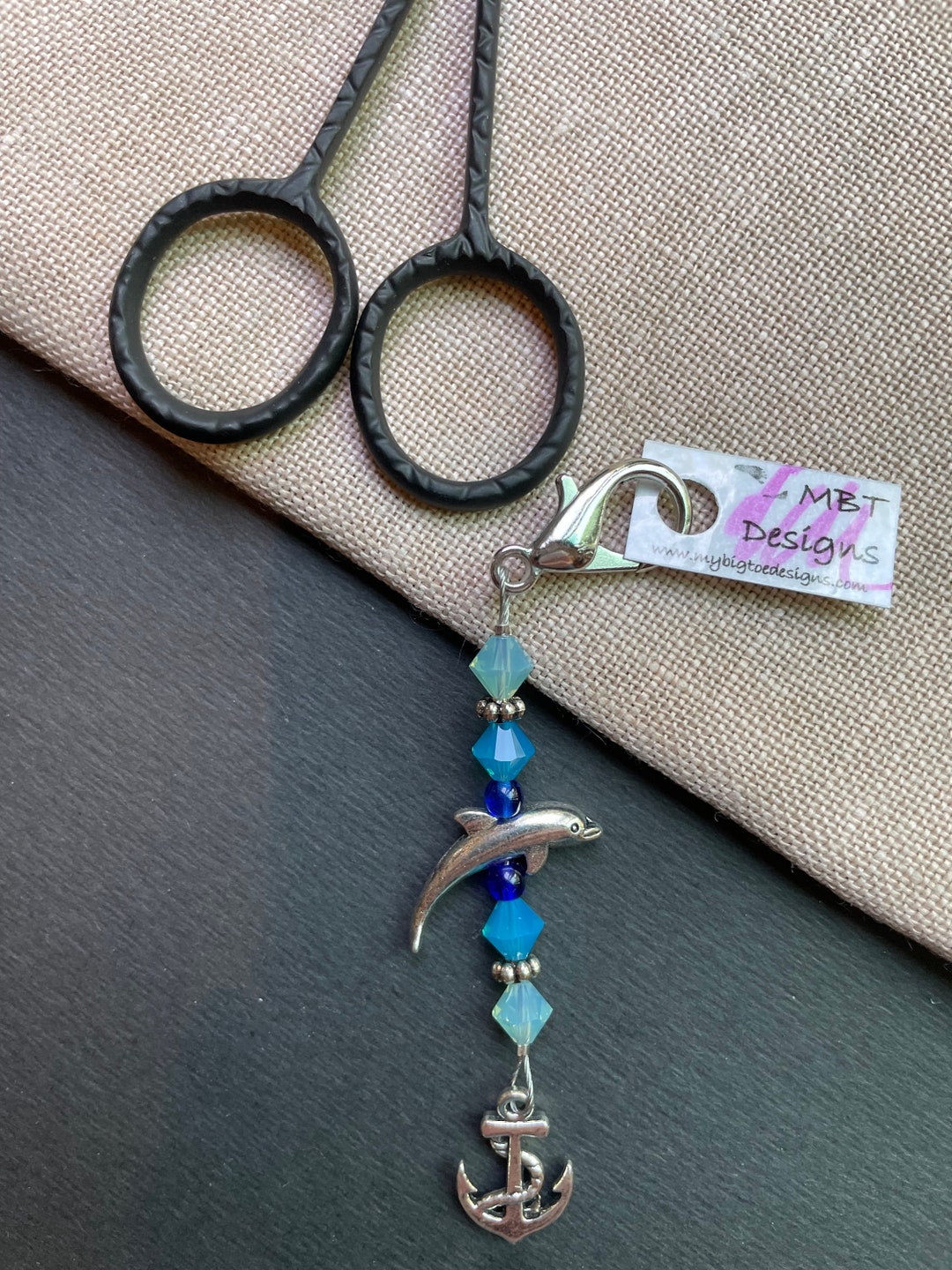 Dolphin & Anchor Scissor Fob / My Big Toe Designs - Etsy