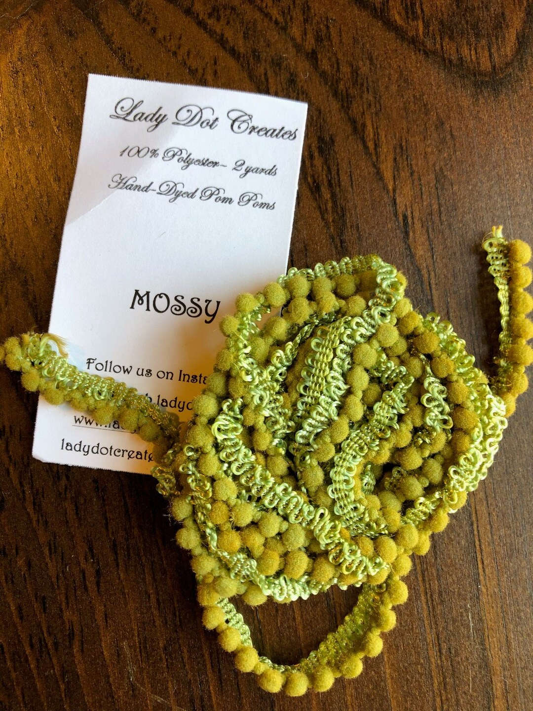 Lady Dot Creates/ Hand Dyed Pom Pom Trim/ Mossy / Embellishments ...