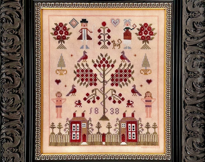 TWO RED HOUSES / Fox and Rabbit Designs / Sampler / Cross Stitch - Etsy