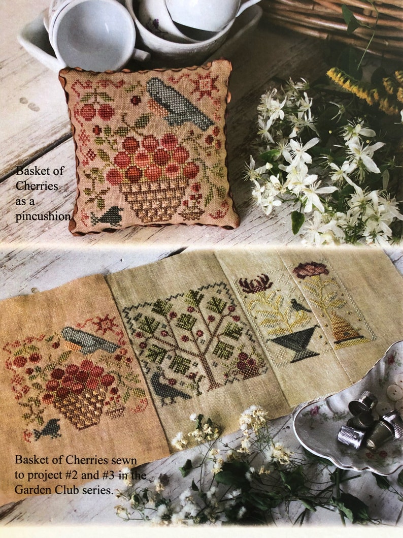 Blackbird Designs / Basket of Cherries / Garden Club Series #1 / Cross ...