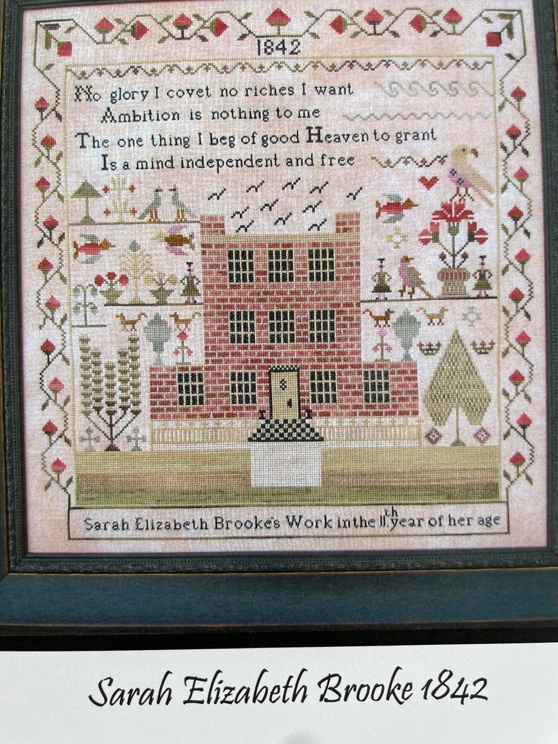 SARAH ELIZABETH BROOKE 1842 Sampler / the Scarlett House / - Etsy