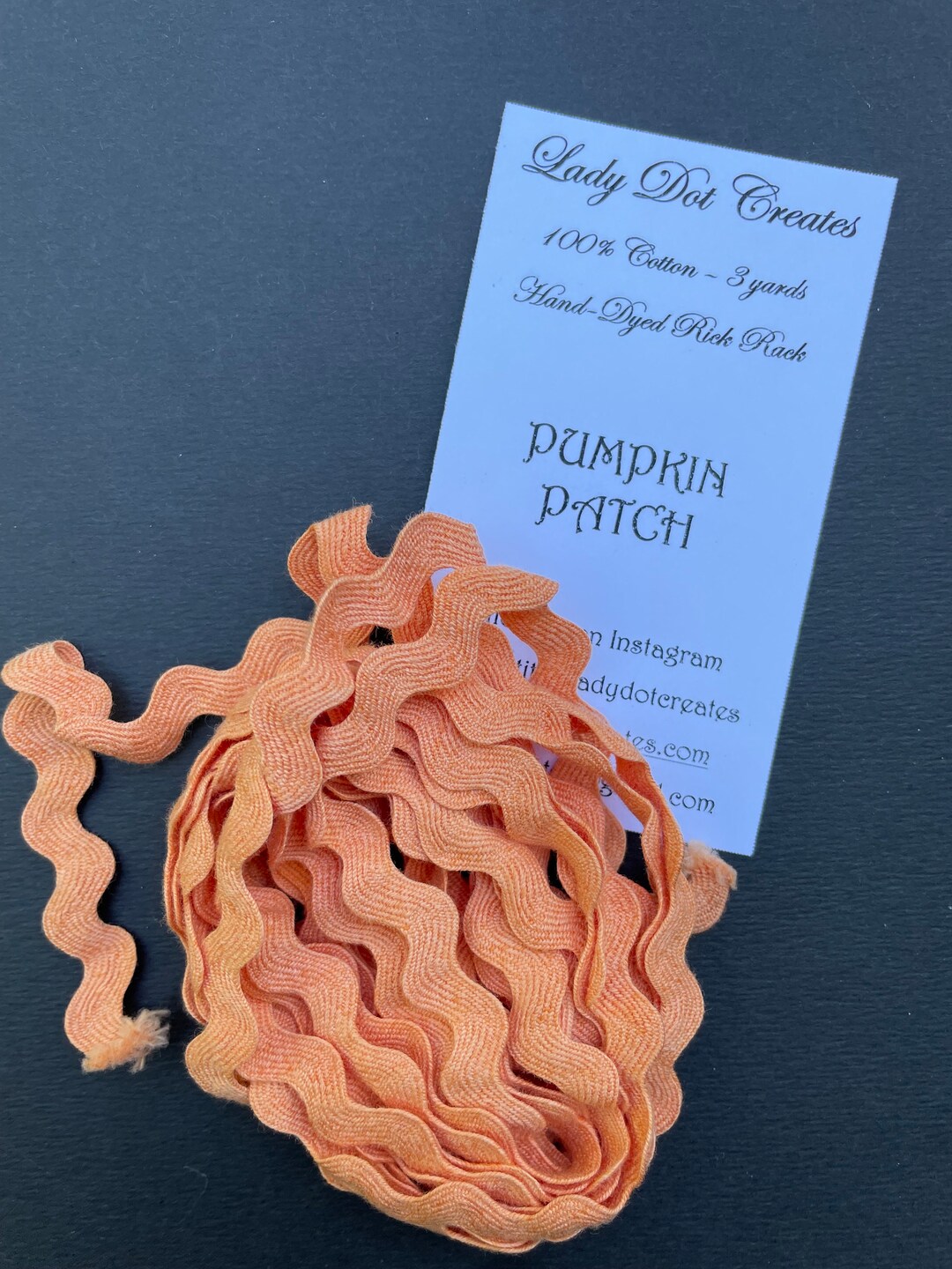 Lady Dot Creates/ PUMPKIN PATCH / Hand Dyed Cotton Rick Rack 1/2 ...