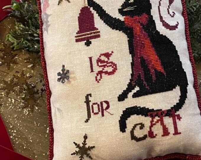 C...is for CAT by the Primitive Hare Cross Stitch Chart / Counted Cross ...