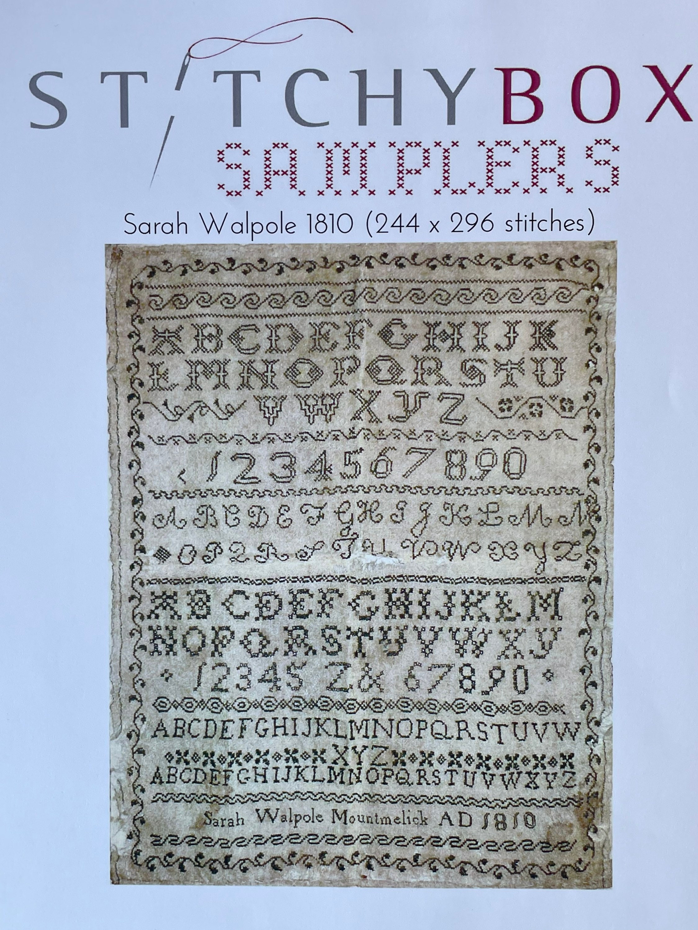 SARAH WALPOLE 1810 / Stitchy Box Samplers / Stitch Chart / Pattern Only ...