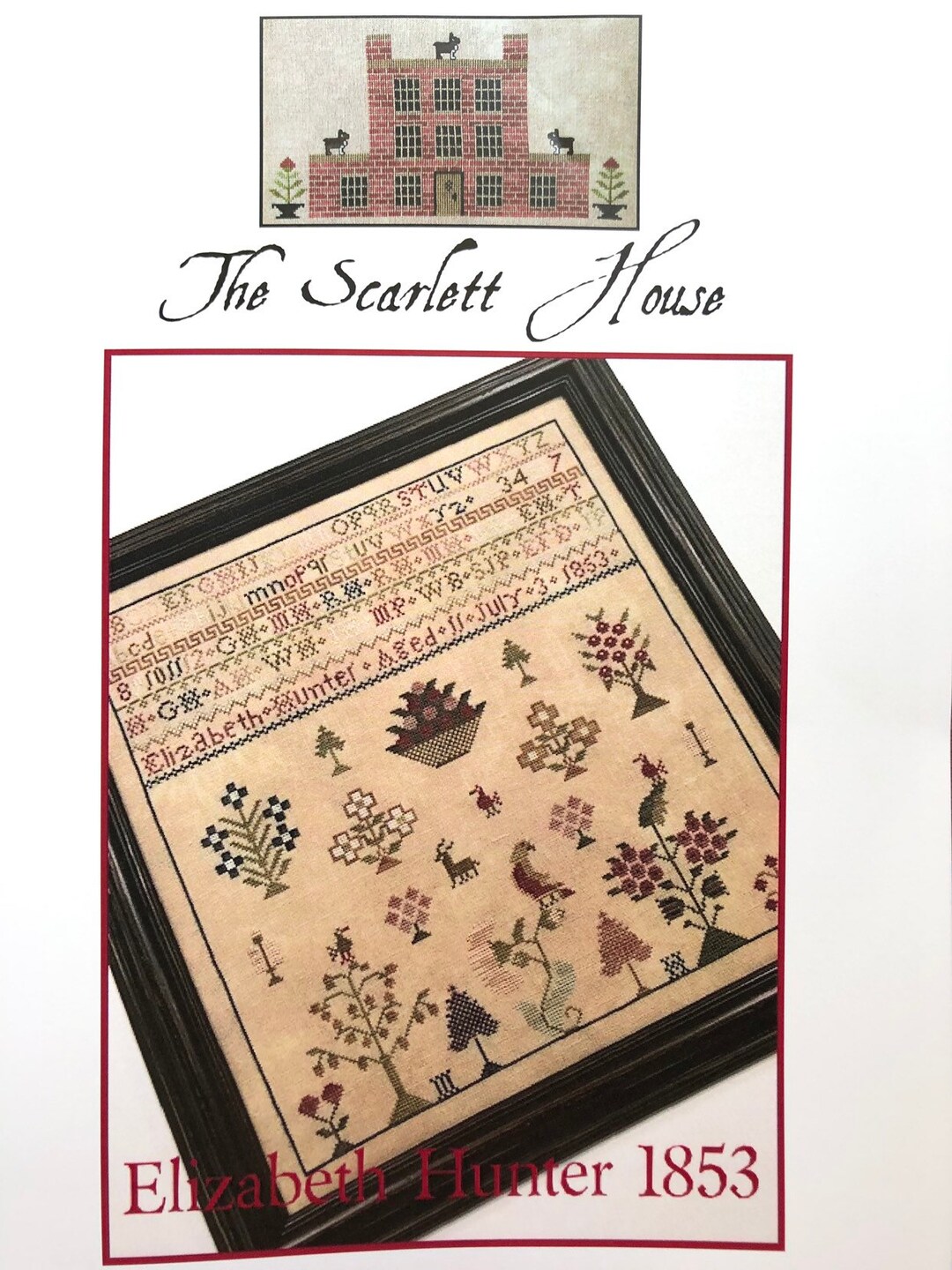 ELIZABETH HUNTER 1853 / the Scarlet House / Sampler / Cross Stitch - Etsy