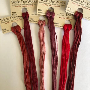 Weeks Dye Works /reds / Floss / Cross Stitch / Embroidery / Threads ...