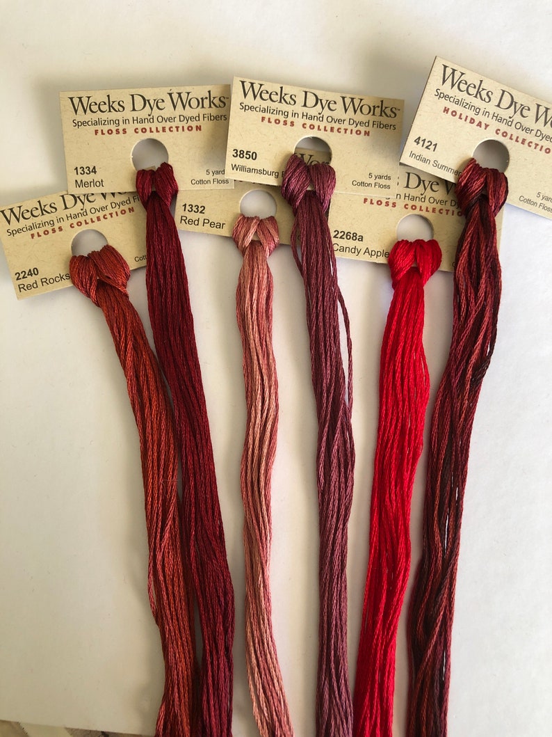 Weeks Dye Works /reds / Floss / Cross Stitch / Embroidery / Threads ...