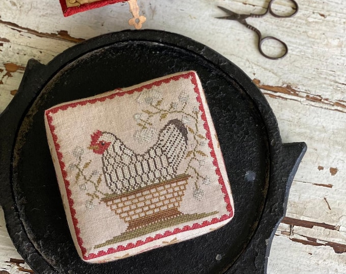 BIG CHICKEN LITTLE Chicken Pinkeep / Stacy Nash Primitives / Cross Stitch Chart / Pattern Only ...