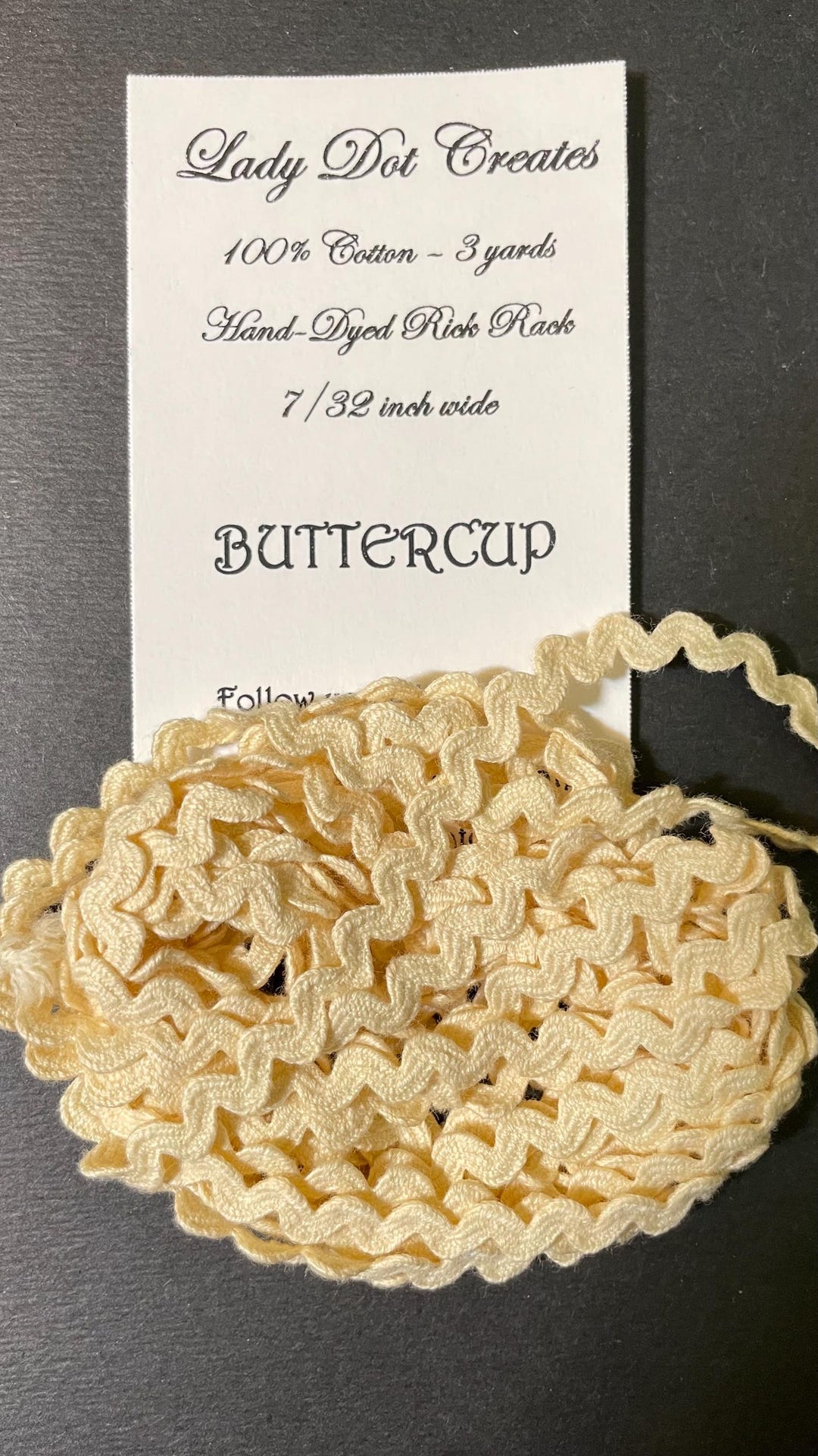 Lady Dot Creates/ BUTTERCUP / Hand Dyed Cotton Rick Rack 7/32 ...
