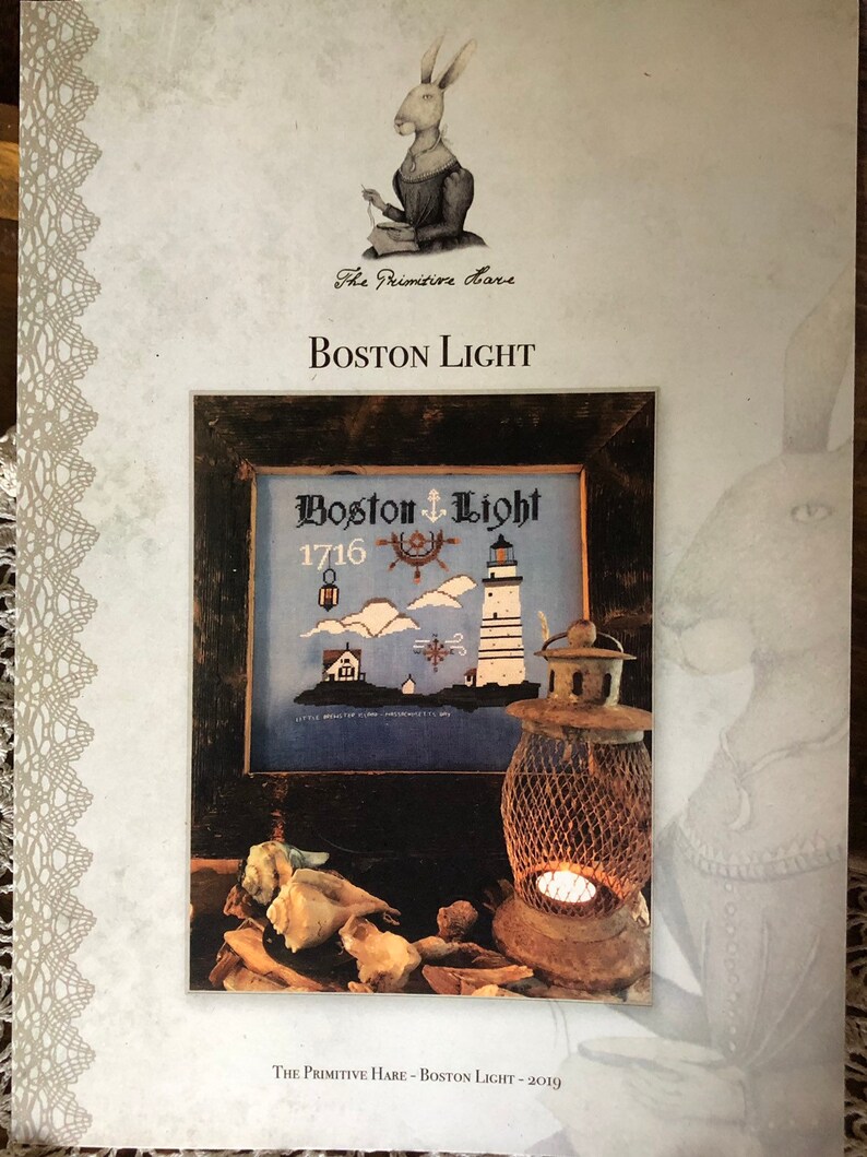 The Primitive Hare / BOSTON LIGHT / cross stitch chart / | Etsy