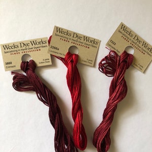 Weeks Dye Works /reds / Floss / Cross Stitch / Embroidery / Threads ...