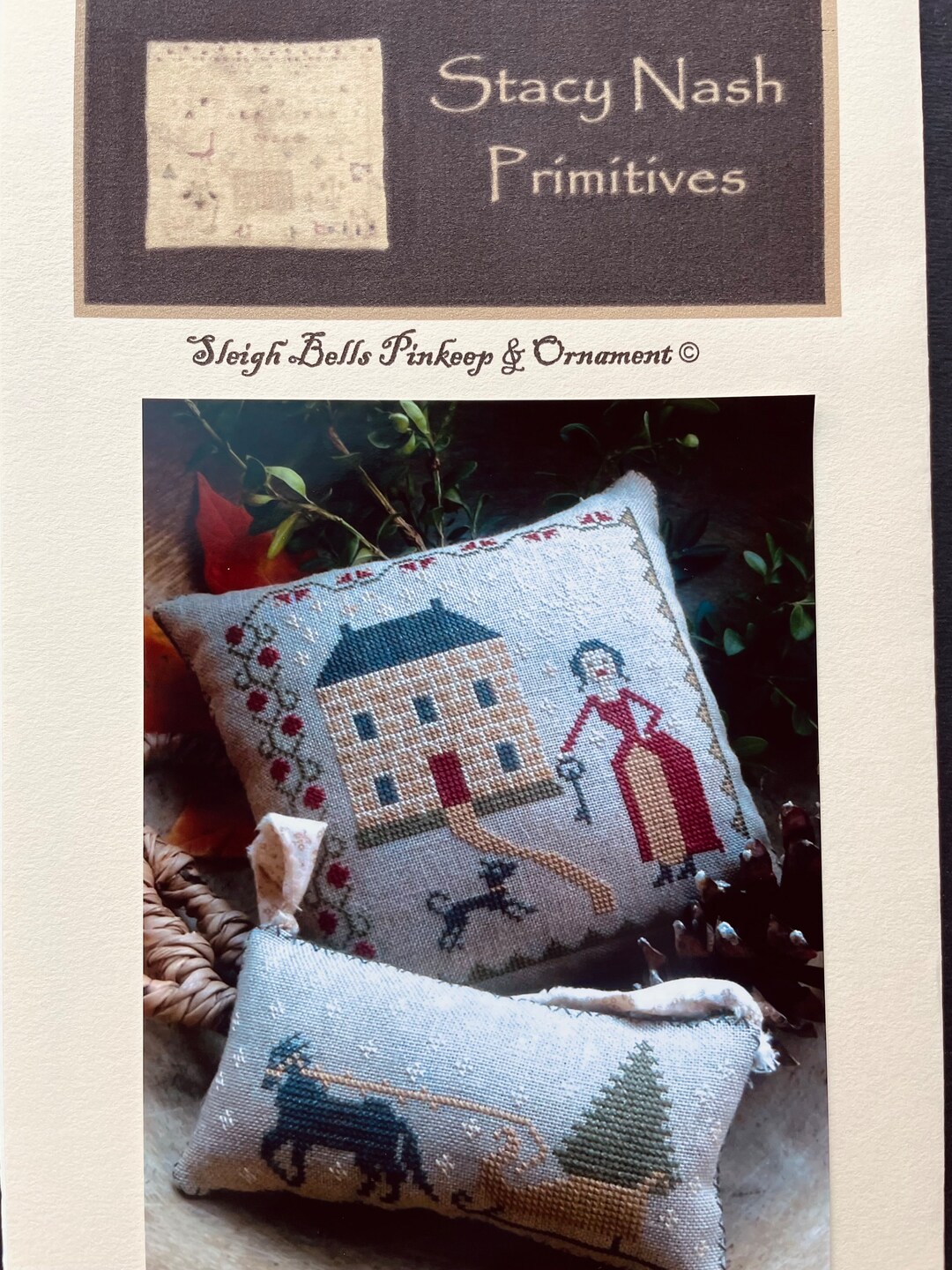SLEIGH BELLS Pinkeep & Ornament / Stacy Nash Primitives / Cross Stitch ...