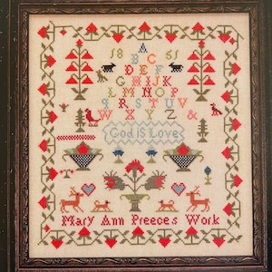 MARY ANN PREECE 1851 / Hands Across the Sea Samplers / Cross Stitch ...