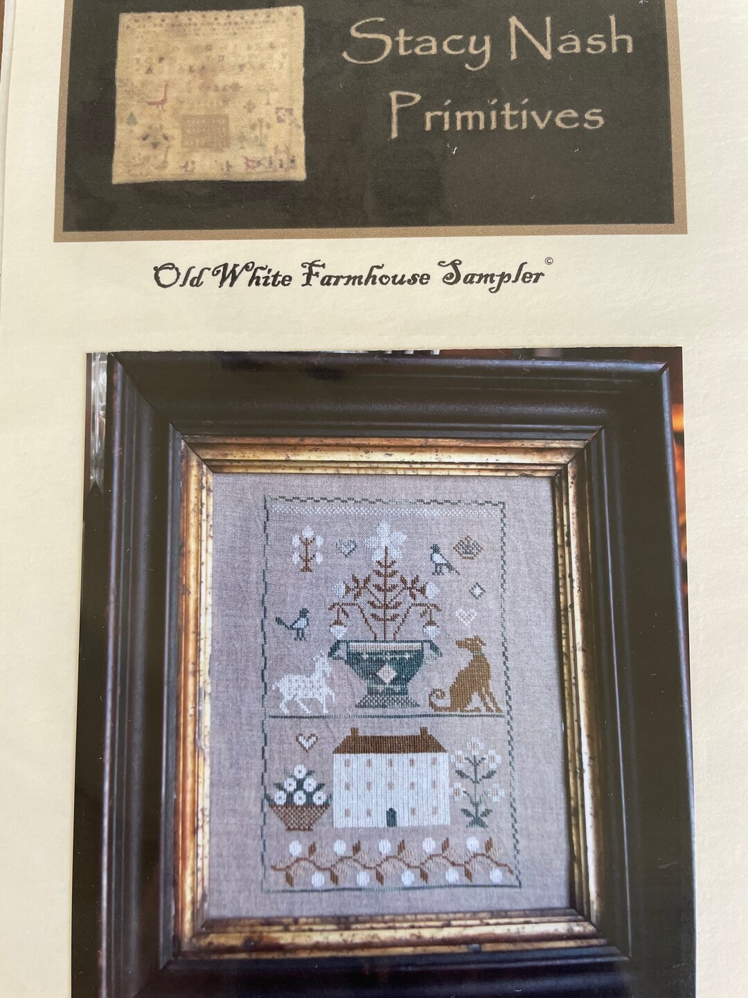 Old WHITE FARMHOUSE SAMPLER / Stacy Nash Primitives / Cross Stitch Chart / Counted Cross Stitch ...
