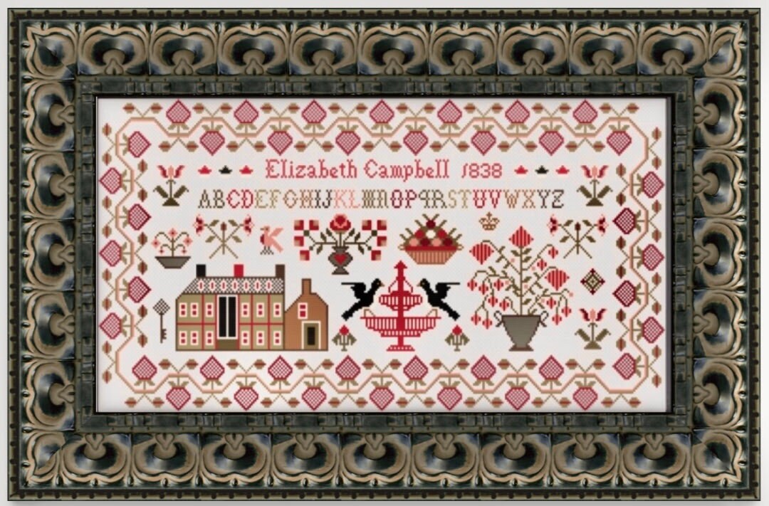 ELIZABETH CAMPBELL 1838 / Fox and Rabbit Designs / Sampler / Cross ...