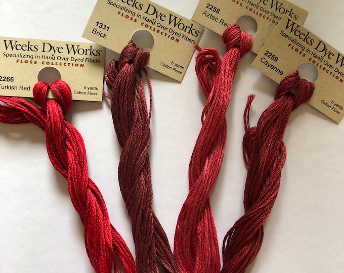 Blood Red | Hand Dyed, 6 Strand Embroidery Floss, Cross Stitch, Cotton ...