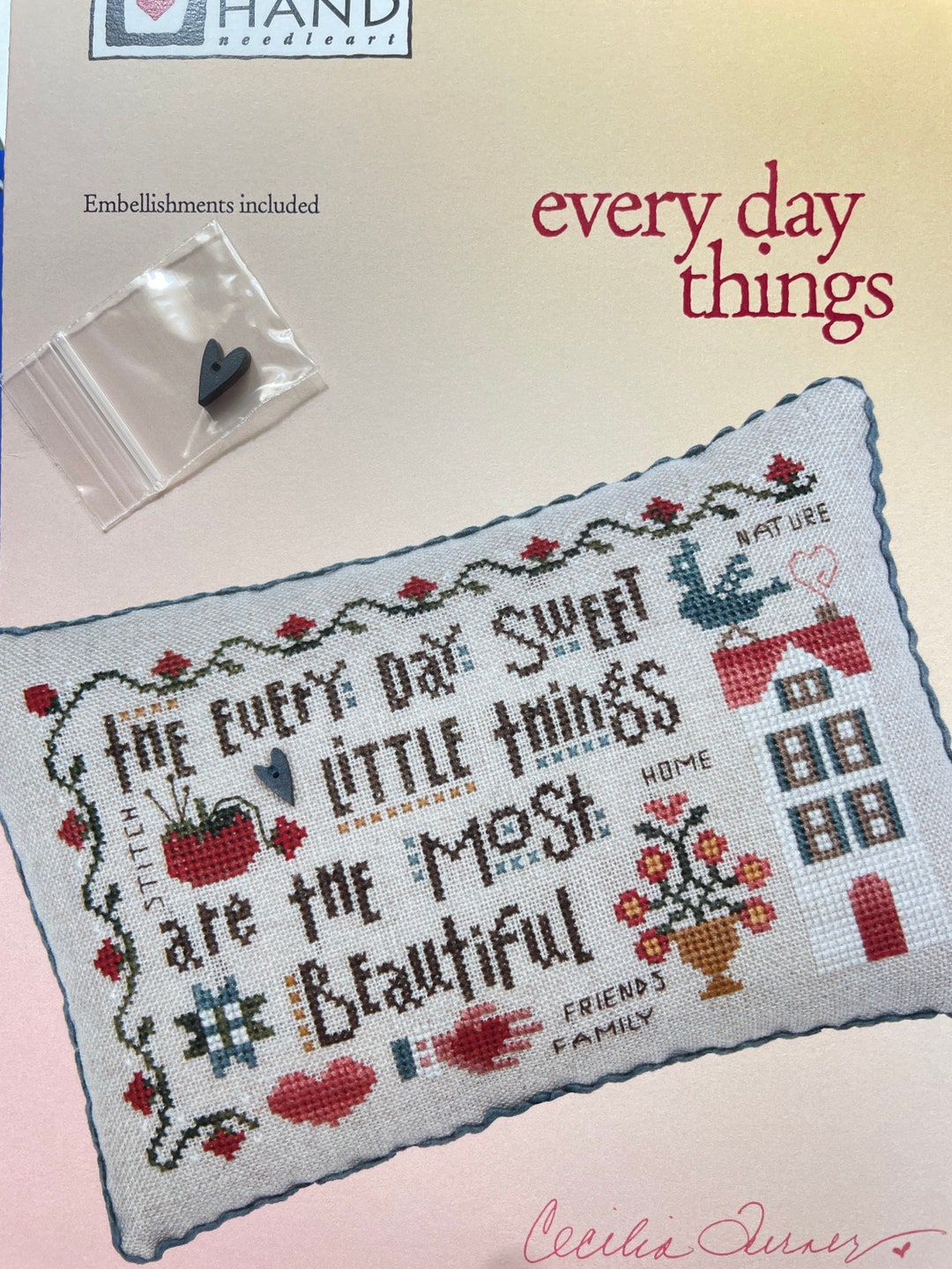 EVERY DAY THINGS / Heart in Hand / Cross Stitch Pattern Plus Button - Etsy