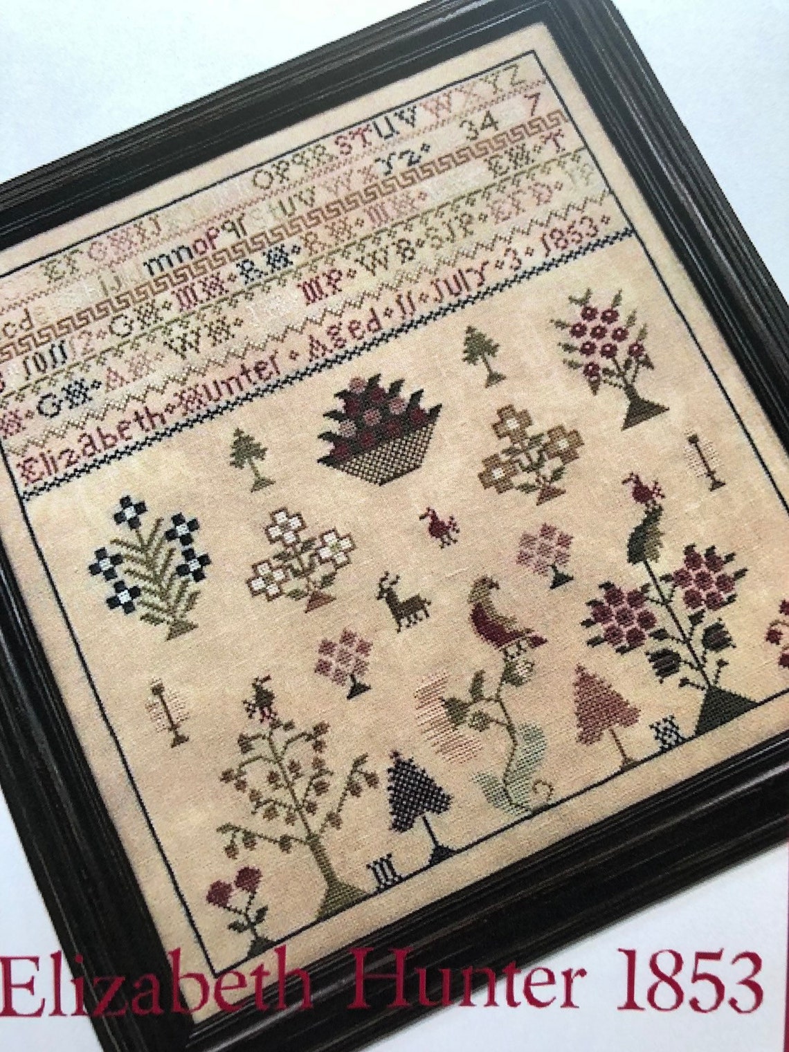 ELIZABETH HUNTER 1853 / the Scarlet House / Sampler / Cross - Etsy
