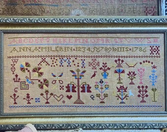 QUAINT ROSE NEEDLEARTS "anna Milerin 1786" Counted Cross Stitch Pattern ...