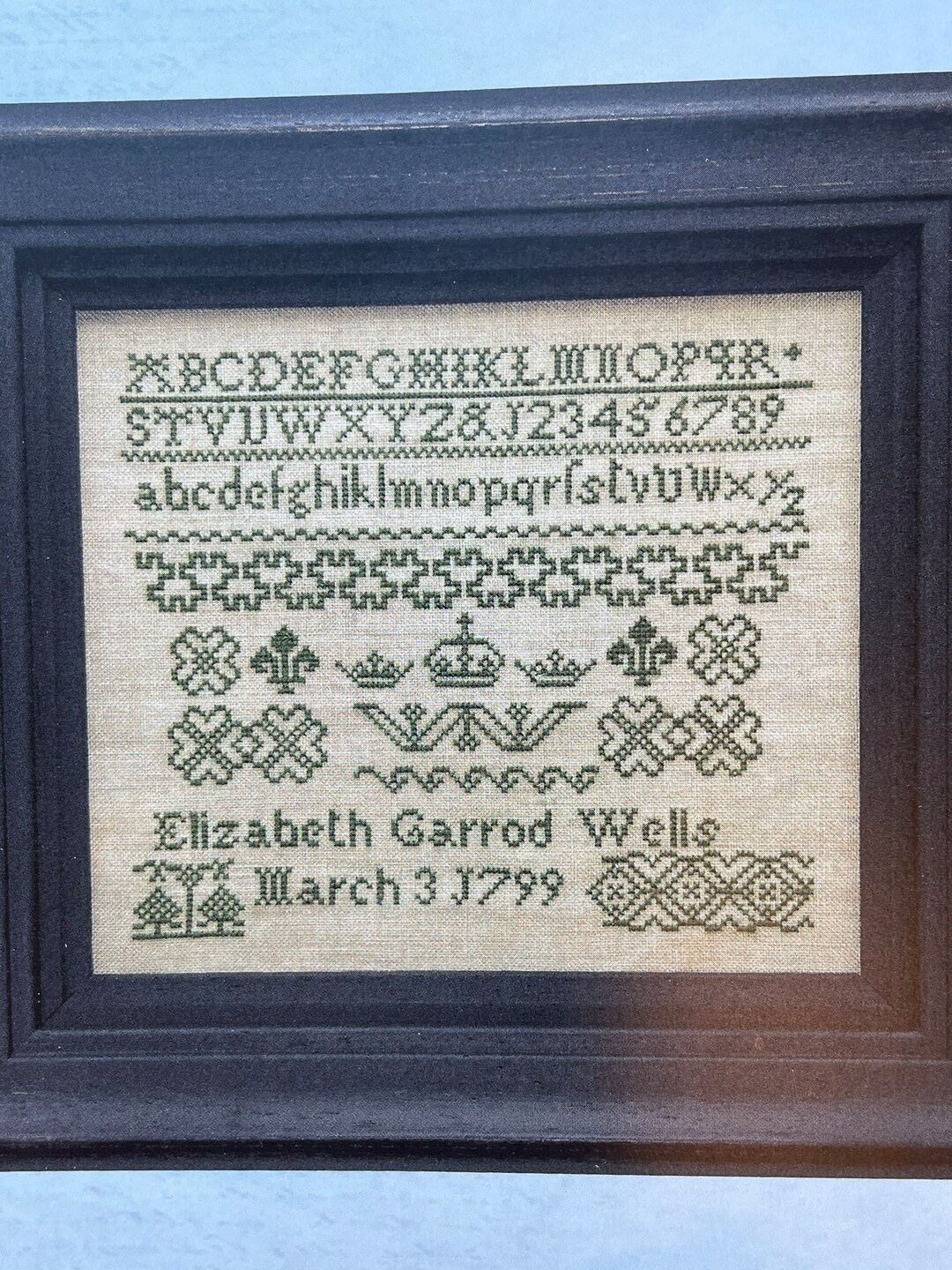 ELIZABETH GARROD 1799 / Hands Across the Sea Samplers / Cross Stitch ...