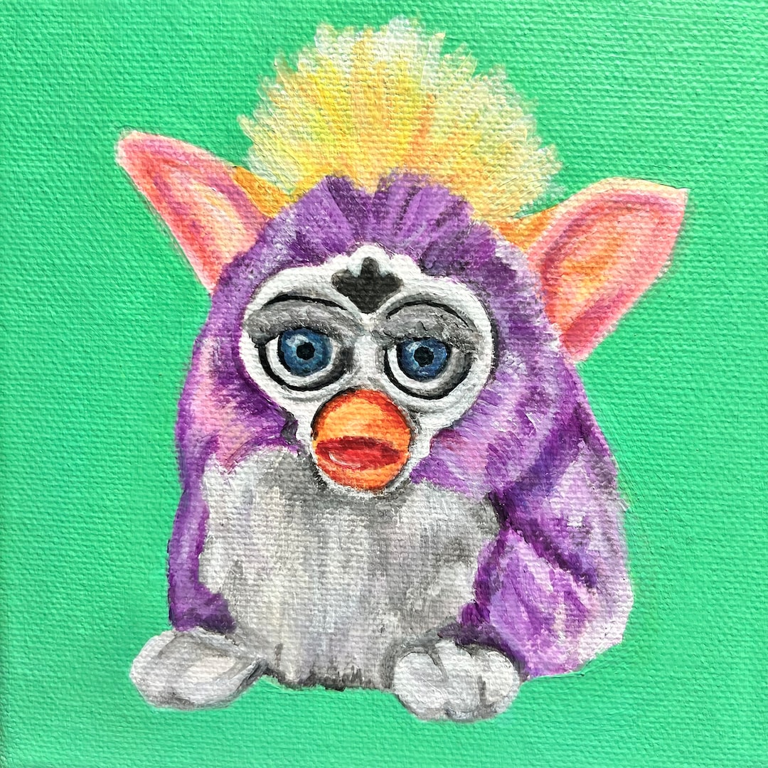 90s Collection: Furby Original Acrylic Painting 6x6 Canvas Retro ...