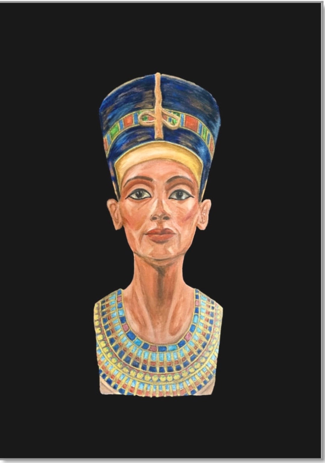 Nefertiti Death Mask Original Art Print Ancient Egypt Egyptian ...