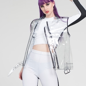 SALE PLASMA VEST Unisex Men's Moto Clear Plastic Pvc Futuristic ...