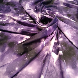 Purple Galaxy Spandex Fabric Material DIY Celestial Moon Stars Outer ...