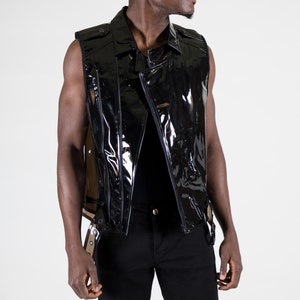 SALE PLASMA VEST Men's Moto Clear Plastic Pvc Futuristic - Etsy