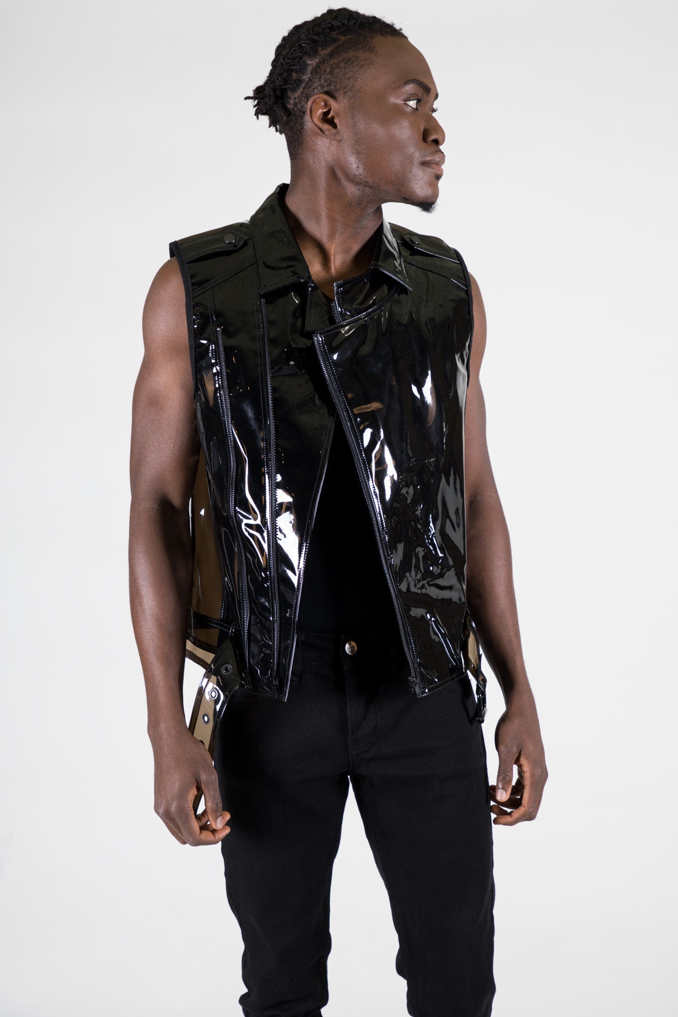 SALE PLASMA VEST Men's Moto Clear Plastic Pvc Futuristic - Etsy