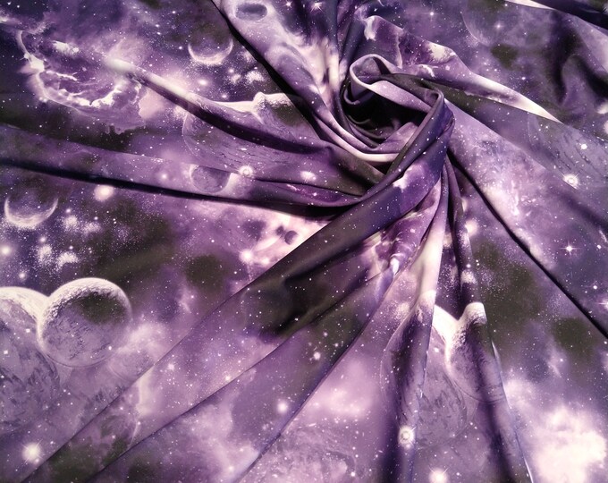 Purple Galaxy Spandex Fabric Material DIY Celestial Moon Stars Outer ...