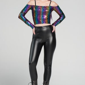 INTRIGUE LEGGINGS Matte Black PVC Vinyl Vegan Leather Futuristic Cyber ...