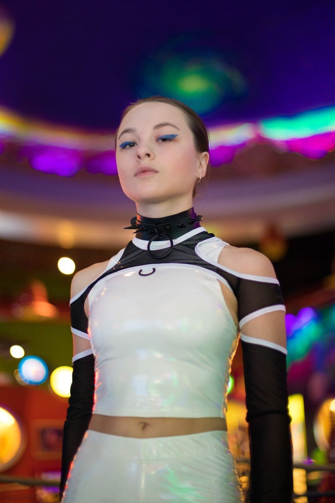 HIGH FREQUENCY SHRUG Black Mesh Cybergoth Cyberpunk Festival Futuristic ...