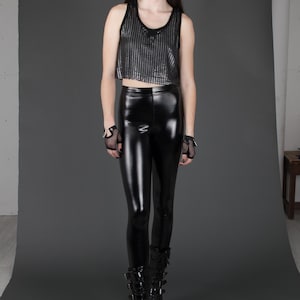 INTRIGUE LEGGINGS - Shiny Black PVC 4 Way Stretch Vinyl Futuristic ...