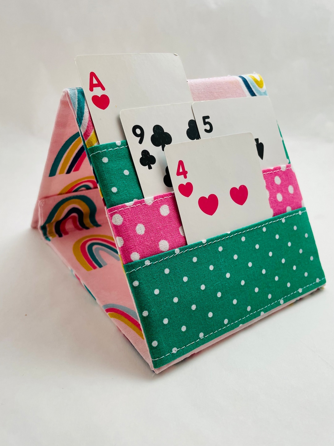 Half Width Modern Watercolor Rainbows Print Folding Playing Card Holder ...