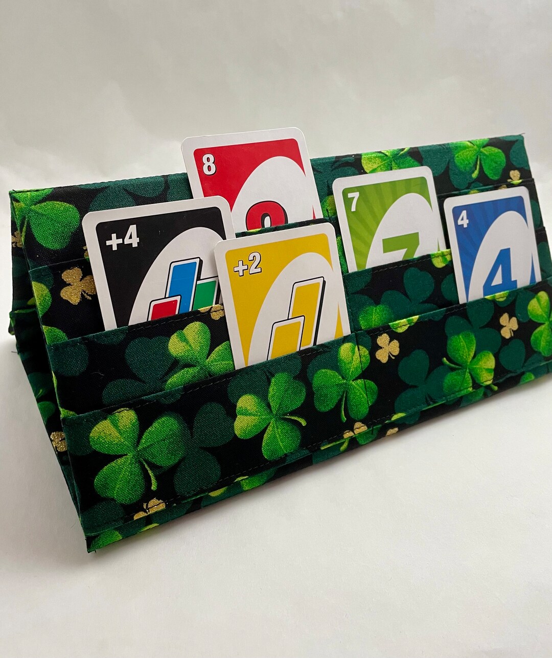 Clover Print Bingo Pull Tab Holder, Shamrock Print Playing Card Holder ...