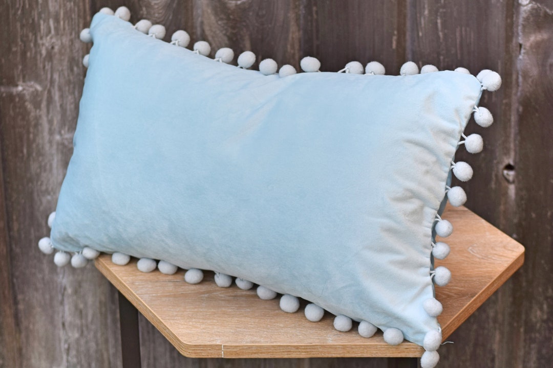Light Blue Throw Pillow Cover | Soft Solid Decorative Velvet Cushion ...